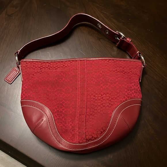 Coach | Bags | Beautiful Red Coach Signature Vintage Bag Euc | Poshmark